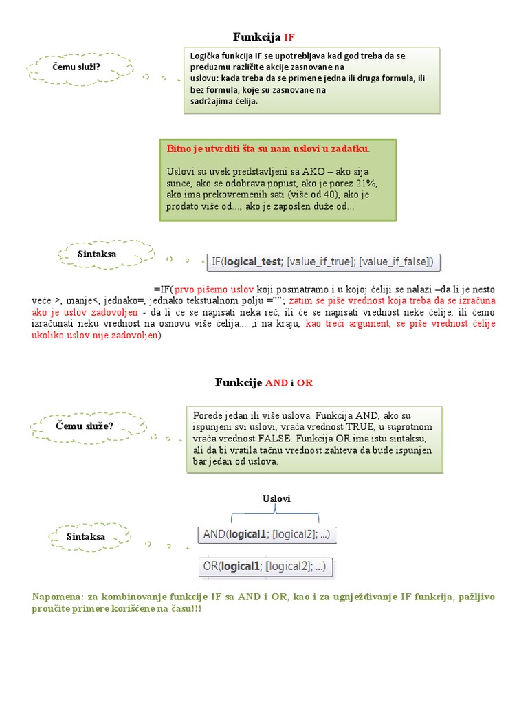 Funkcije IF AND I OR | PDF