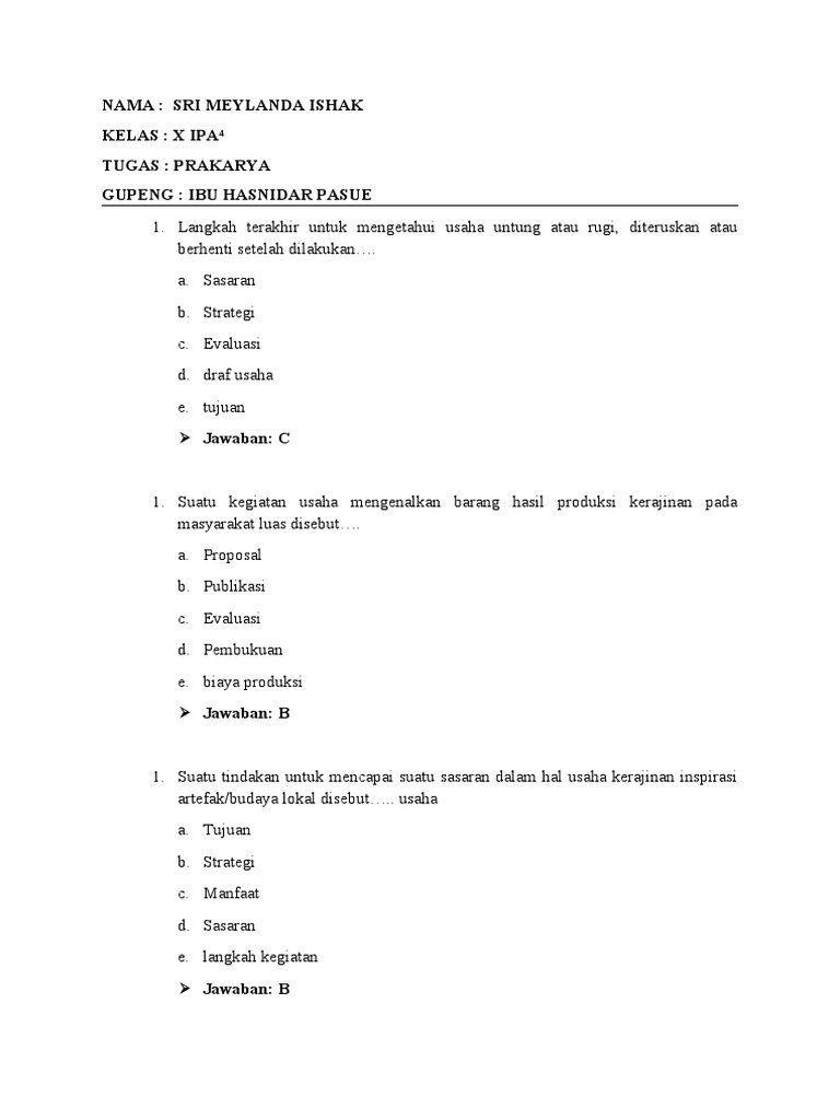 PRAKARYA Soal Jawab | PDF