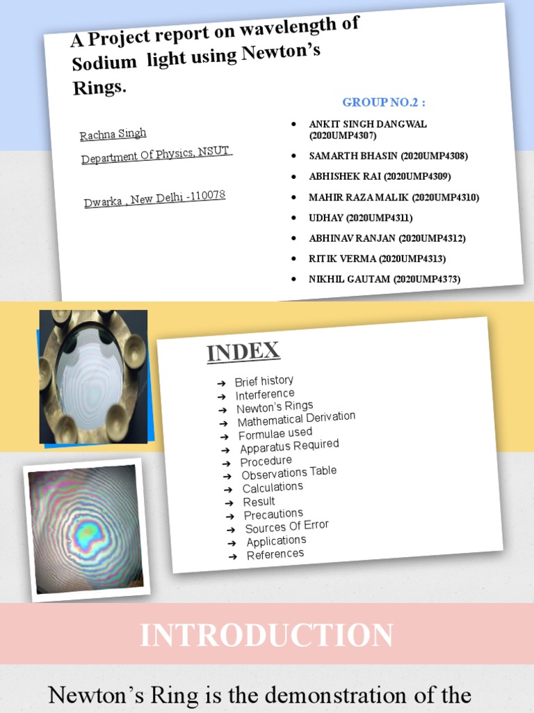 Group 2 Newton's Ring Experiment | PDF | Waves | Wavelength