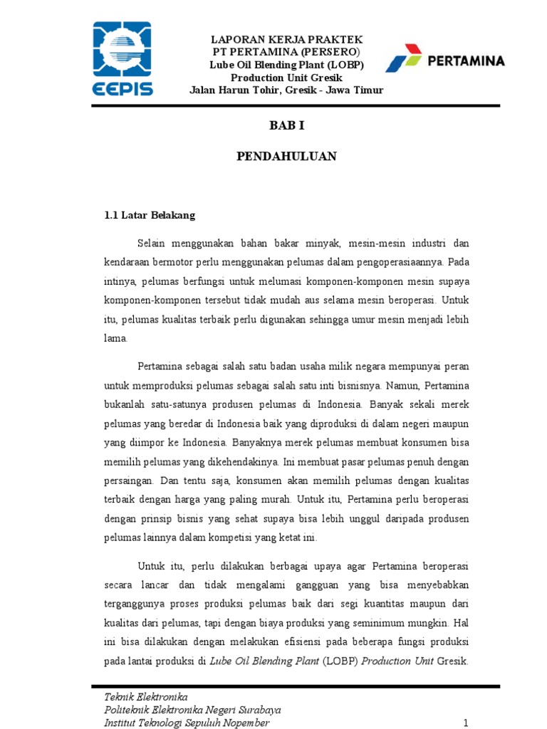 Laporan KP Pertamina Edit | PDF