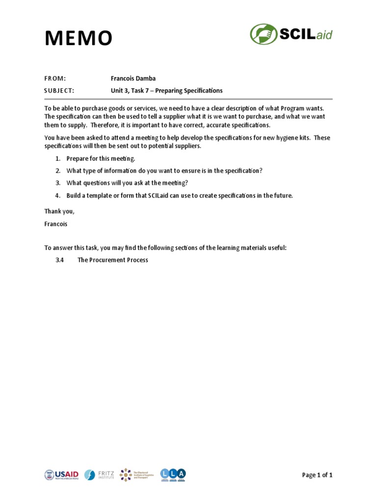 CHL v4 - U3 Task 7 Preparing Specifications (CT7) | PDF