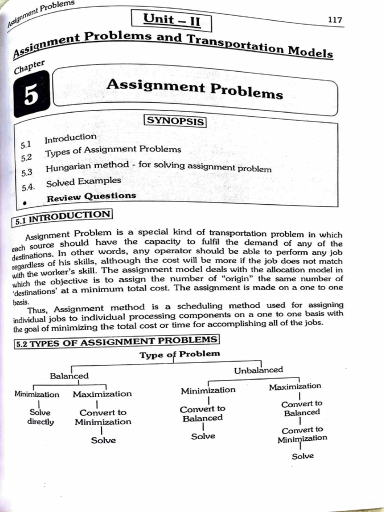 Assignment Problem: Ment Problems and Tran | PDF | Mathematical ...