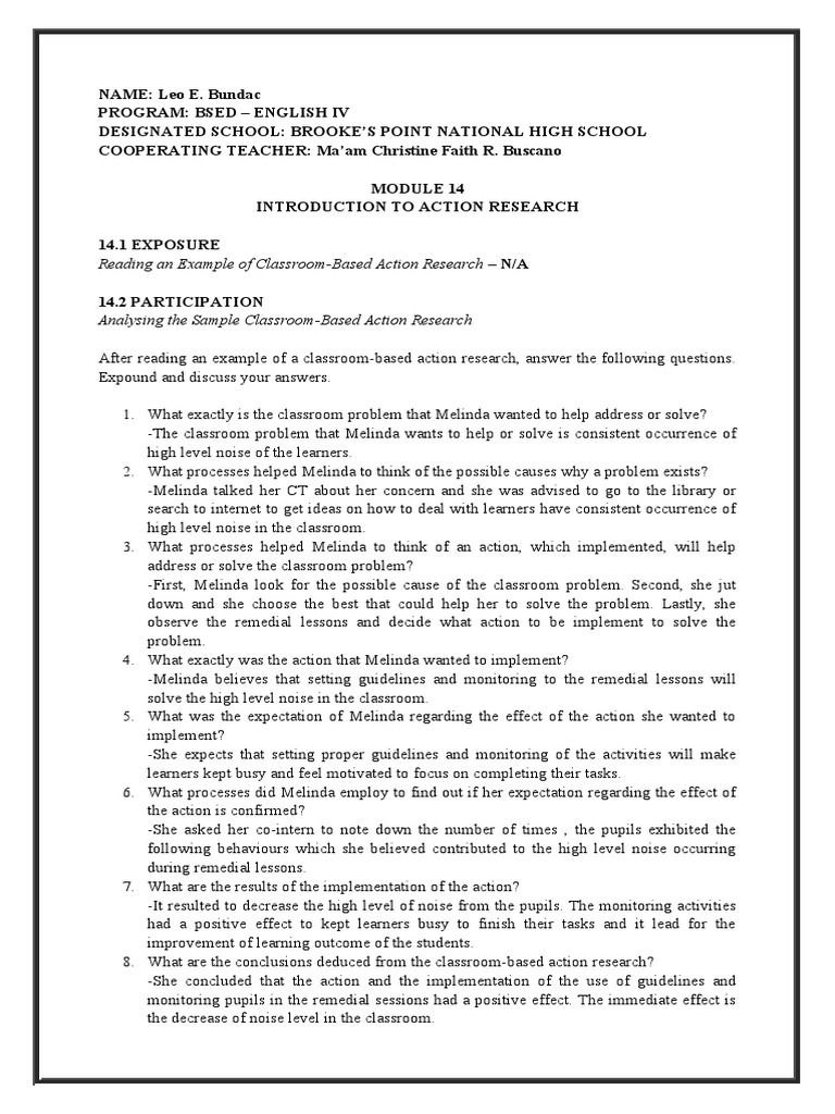 Reading An Example of Classroom-Based Action Research - N/A | Download ...