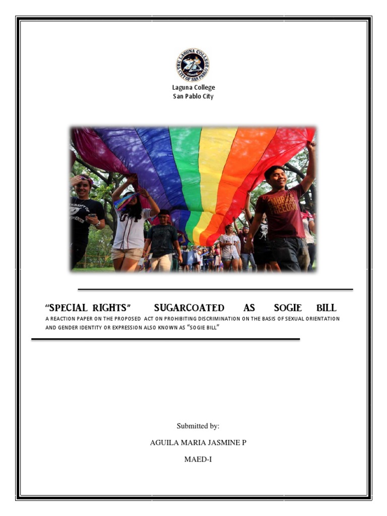 Reaction Paper On Sogie Bill | PDF | Discrimination | LGBTQIA+ Studies