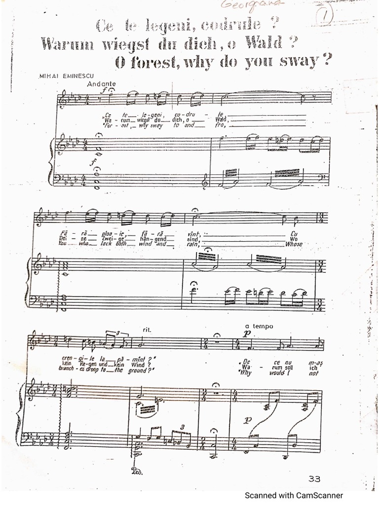 Nicolae Bretan - "Ce Te Legeni, Codrule?" | PDF