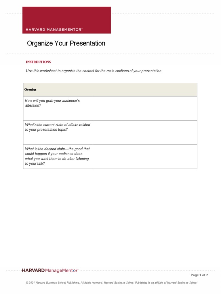 Organize Your Presentation: Instructions | PDF