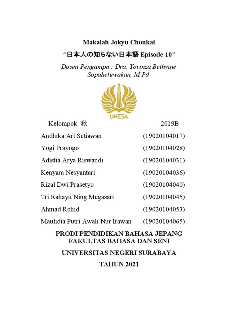 Jokyu Chokai Tugas#10 | PDF