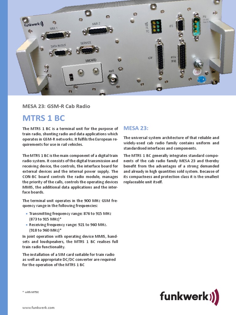 Mtrs 1 BC: MESA 23: GSM-R Cab Radio | PDF | Radio | Power Supply