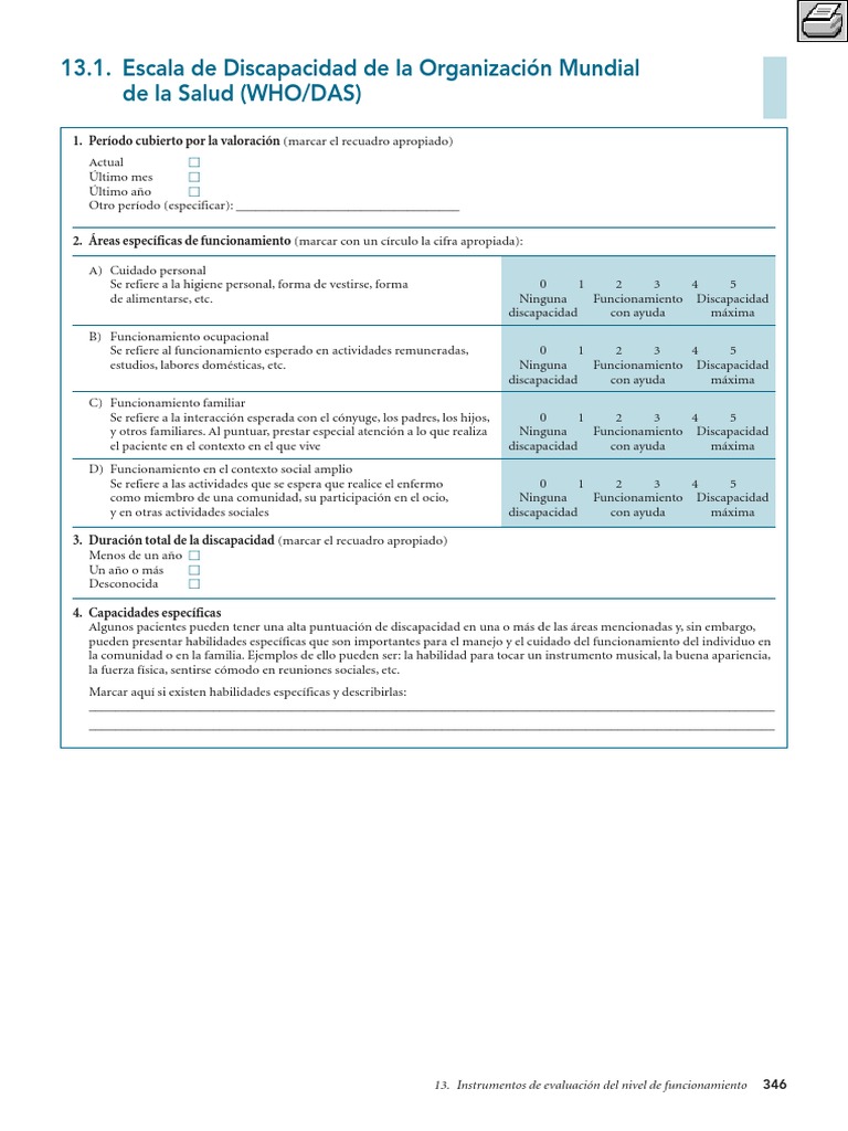 Escala de Discapacidad de La OMS (WHO-DAS) | PDF | Invalidez | Ciencias ...