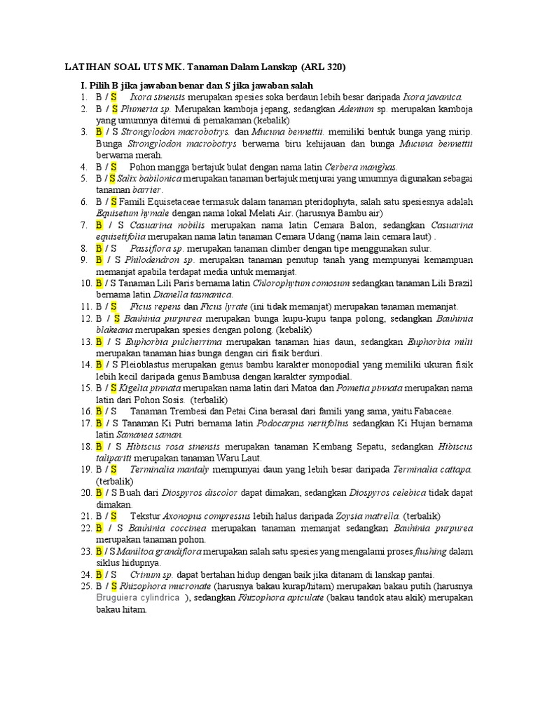 BS Kisi-Kisi TL | PDF