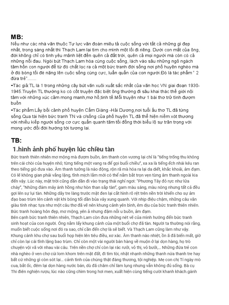 Phân Tích 2 Đứa Trẻ -TL | PDF