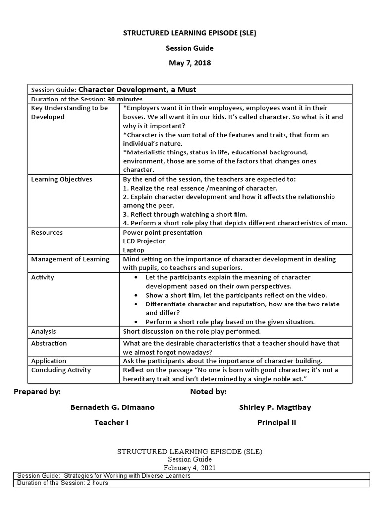 STRUCTURED LEARNING EPISODE Badeth | PDF | Learning | Teachers