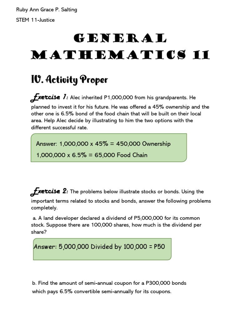 GenMath Week 5 | PDF | Financial Markets | Bonds (Finance)