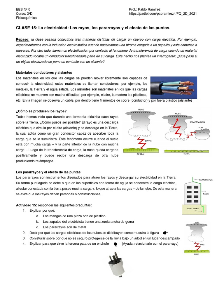 CLASE 15 Electrostática Los Rayos, Los Pararrayos y El Efecto de Las ...