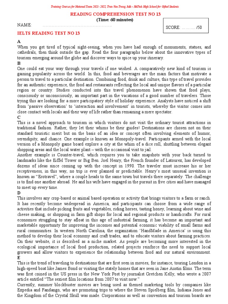 (Time: 60 Minutes) : Reading Comprehension Test No 13 | PDF | Ice Age ...