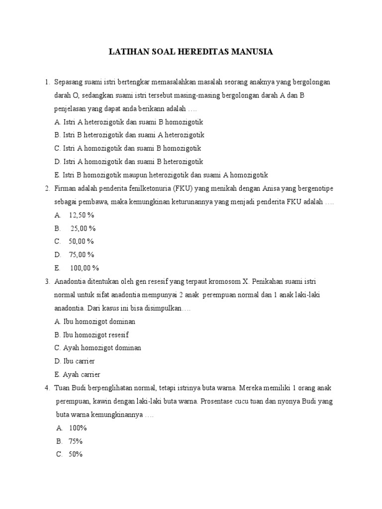 Latihan Soal Hereditas Manusia | PDF