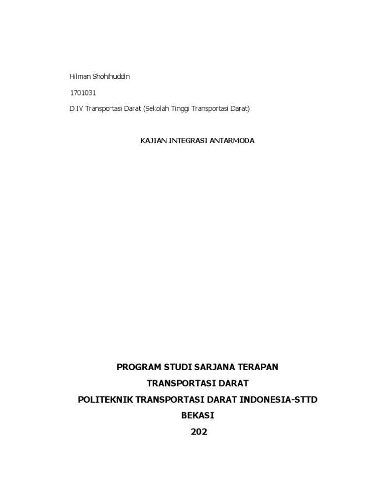 Integrasi Antarmoda dalam Transportasi | PDF