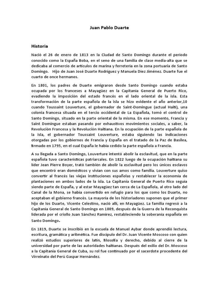Juan Pablo Duarte: Fundador de La Trinitaria | PDF