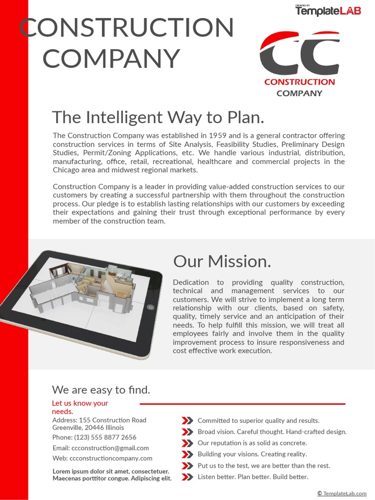 Construction Company Profile Template | PDF | Economies | Business