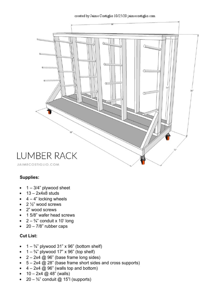 Lumber Rack Plans | PDF | Framing (Construction) | Wood