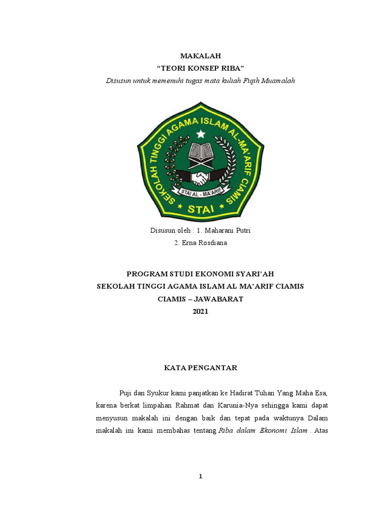 Makalah Ilmu Fiqih Teori Konsep Riba | PDF Makalah Ilmu Fiqih Teori Konsep Riba | PDF
