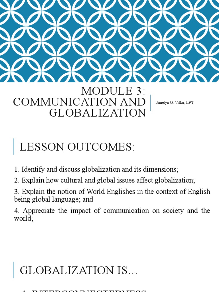 Lesson 3 Communication and Globalization | PDF | Globalization ...