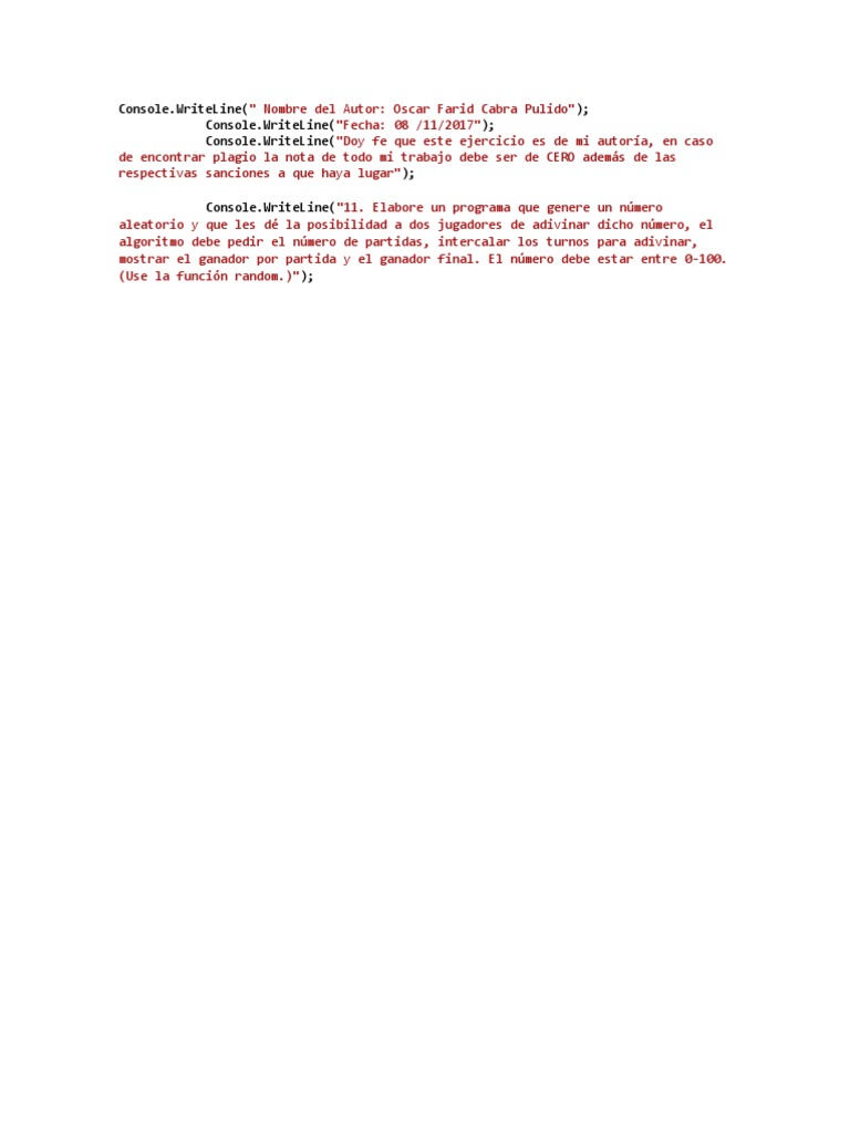 Codigo Inicial Rapido para C#-Unad | PDF | Juegos y actividades