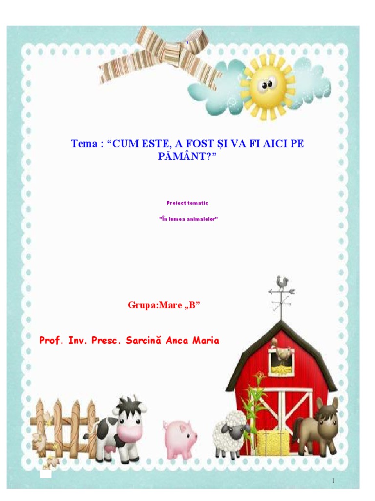 Proiect Tematic in Lumea Animalelor Grupa Mare | PDF