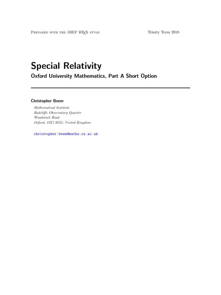 Special Relativity Course Overview | PDF | Special Relativity | Spacetime