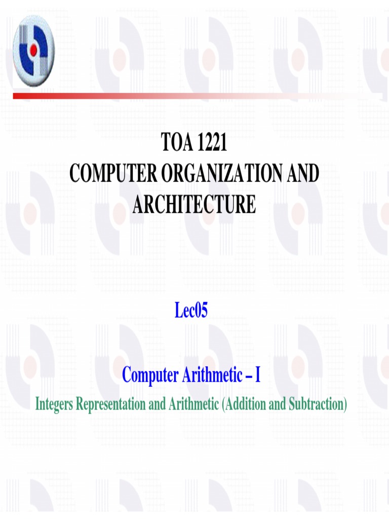 Computer Arithmetic: Integer Representation | PDF | Subtraction | Computer Science