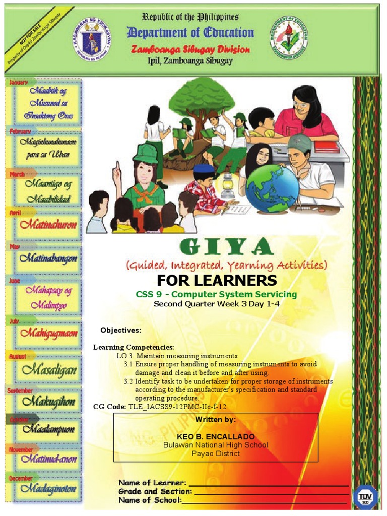 For Learners Css 9 Computer System Servicing Pdf Wear Lubricant