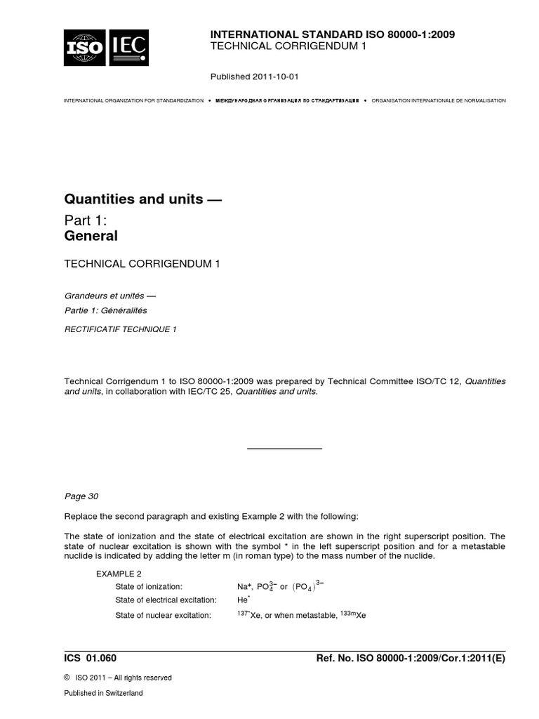 ISO 80000-1 Cor1-2011 | PDF