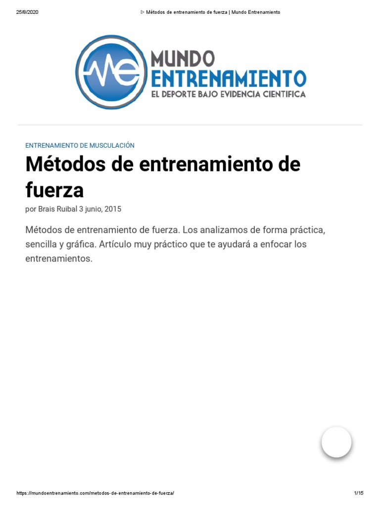 Métodos de Entrenamiento de Fuerza - Mundo Entrenamiento | PDF ...