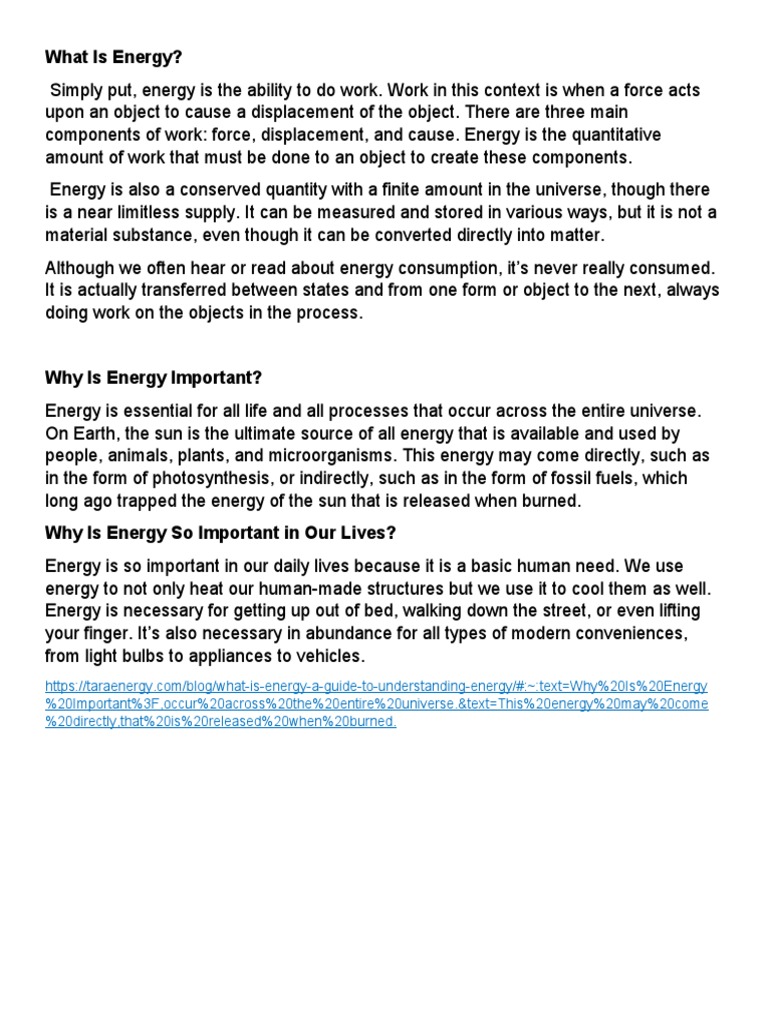 Understanding Energy and Its Importance | PDF