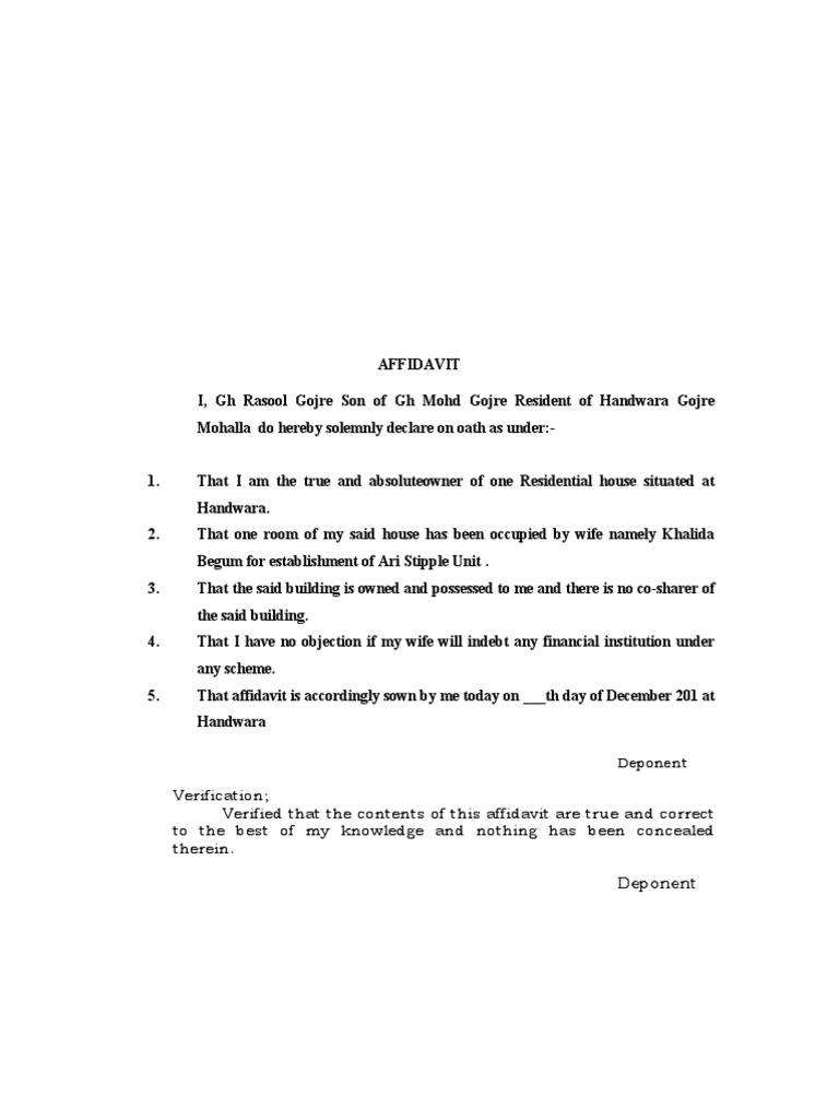 Verification Verified That The Contents of This Affidavit Are True and Correct To The Best of My ...