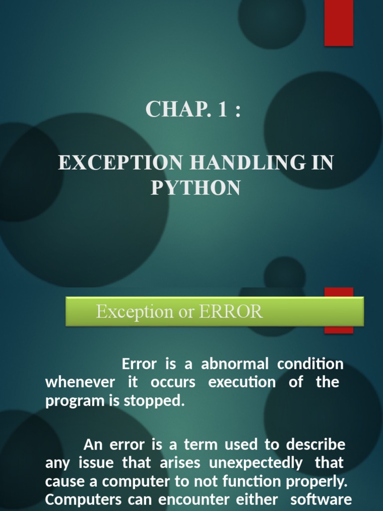 Exceptionalhandling Final | PDF | Programming Language | Python ...