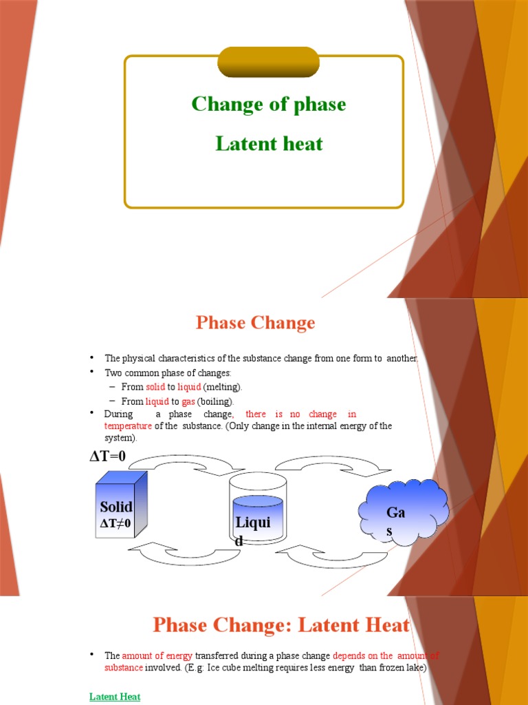 Change of Phase Latent Heat | PDF | Latent Heat | Phase (Matter)