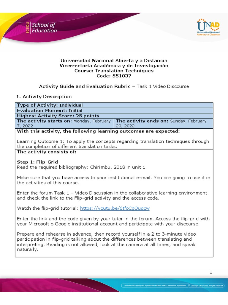Activity Guide and Evaluation Rubric - Unit 1 - Task 1 - Video ...