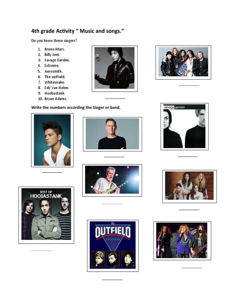 4th Grade Activity " Music and Songs." | PDF | Art