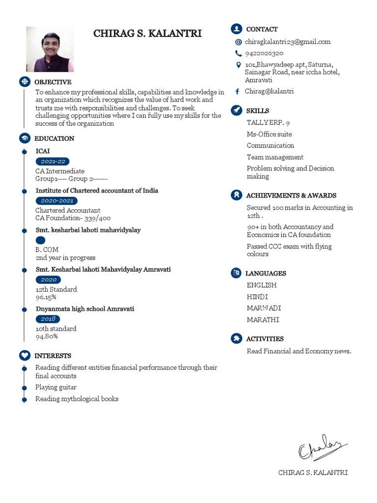 Chirag Kalantri Resume | PDF | Economies