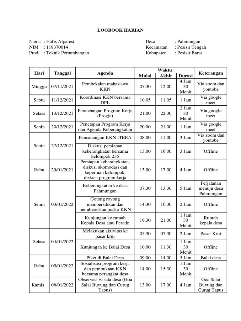 Contoh Loogbook | PDF