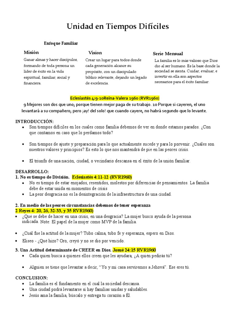 Unidad en La Familia | PDF