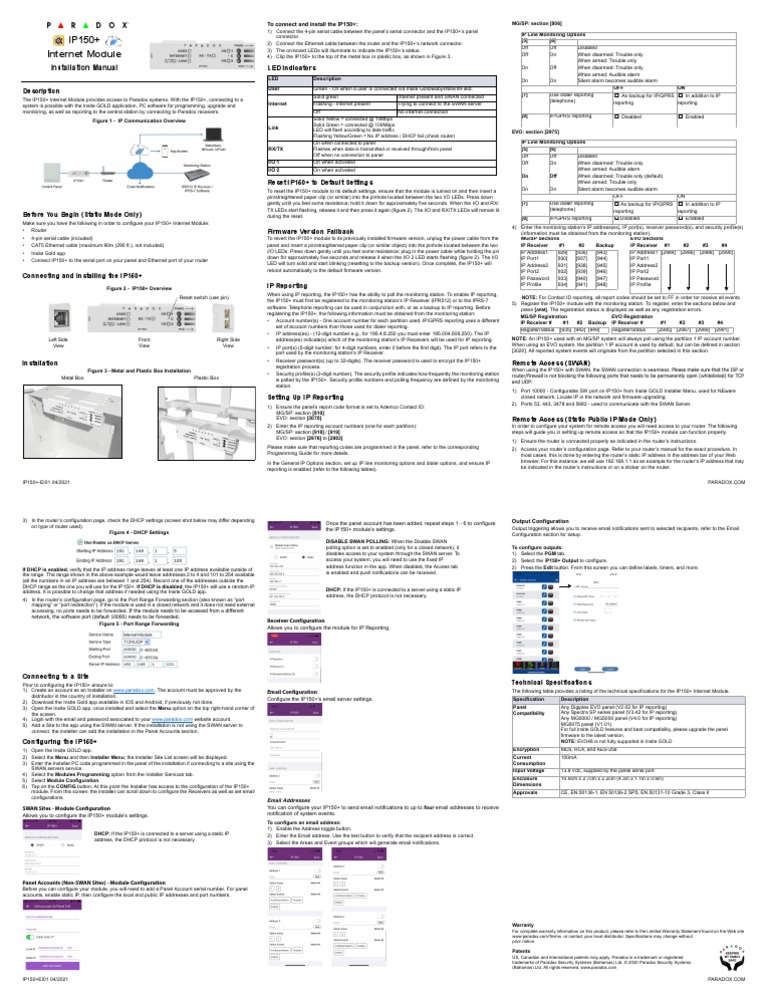 IP150+ Internet Module: Installation Manual | PDF | Ip Address | Port ...