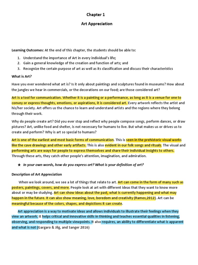 Art Appreciation - Prelim - Module | PDF | Textiles | Yarn