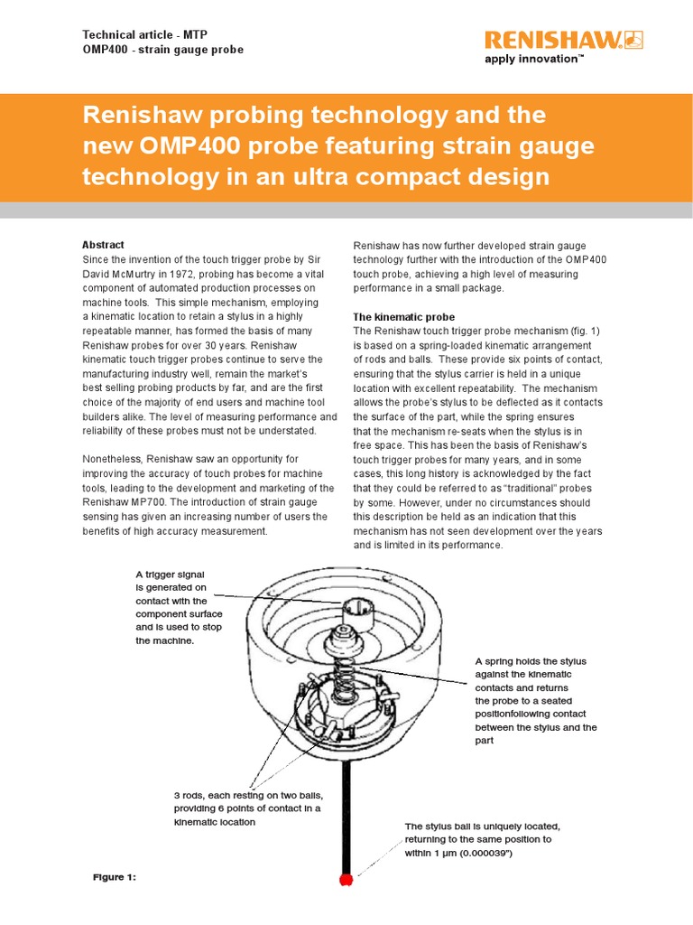Renishaw OMP400: Advanced Strain Gauge Probe | PDF | Phonograph ...