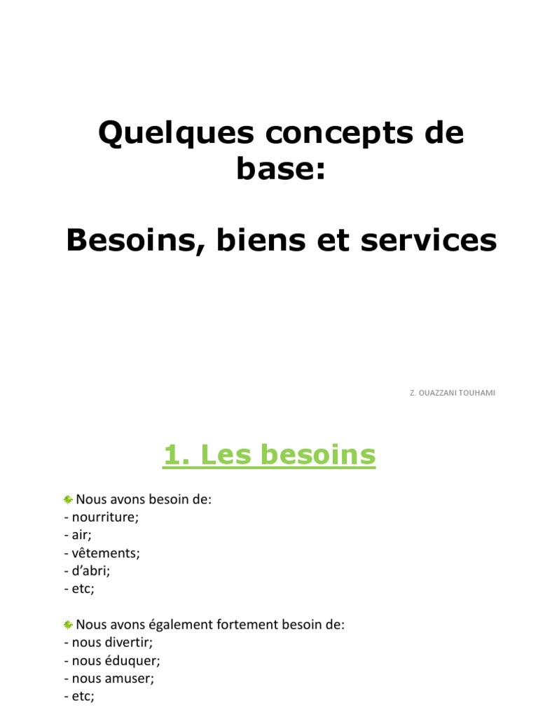 Besoins, biens et services expliqués | PDF | Business | Économie