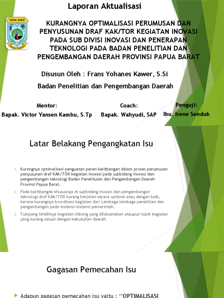 Optimalisasi KAK/TOR Inovasi Papua Barat | PDF | Bisnis | Komputer