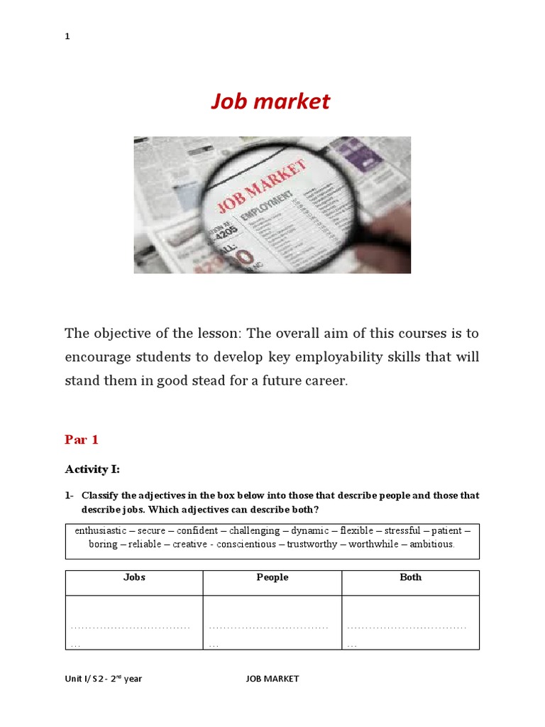 Unit 1 2nd Year. JOB MARKET | PDF | Information | Labour Economics
