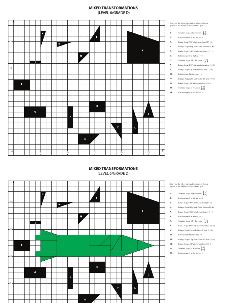 Mixed Transformations Worksheet Grade 6 | PDF | Rotation | Euclidean Vector