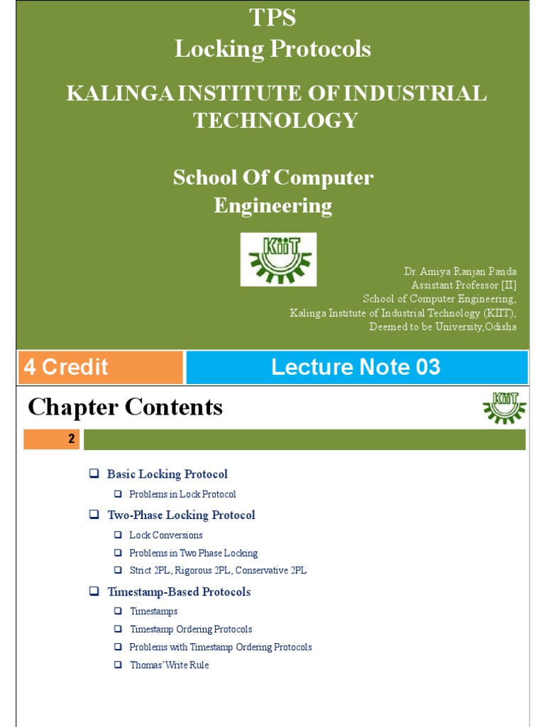 An Overview of Locking Protocols and Timestamp-Based Concurrency Control Techniques | PDF | Data ...